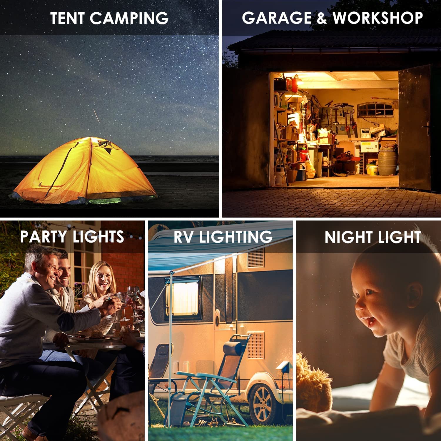 Onite USB Light, Camping Gear or Accessories, LED Camping Lights, Also for Garage Warehouse Car Truck Fishing Boat Outdoor Tent Emergency Light or Lantern, WarmWhite