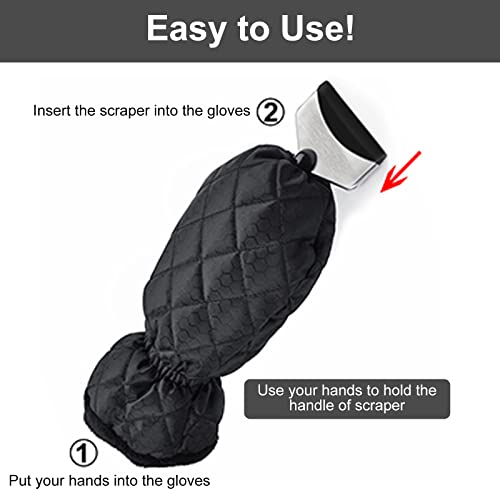 LATTCURE Ice Scraper with Glove, Glove Snow Scraper Windshield Scraper Mitt Car Scraper Mitt, Snow Scrapers for Cars with Waterproof Glove Lined of Thick Fleece Snow Removal Supplies
