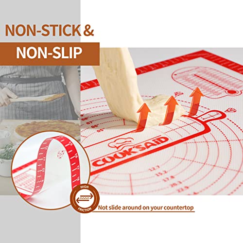 Large Silicone Pastry Mat, 20" X 28" Non-Stick Silicone Baking Mat with Measurements,Cook's Aid Dough Rolling Mat,Baking Mat Sheet for Oven Liner,Counter Mat, Fondant/Pie Crust Mat