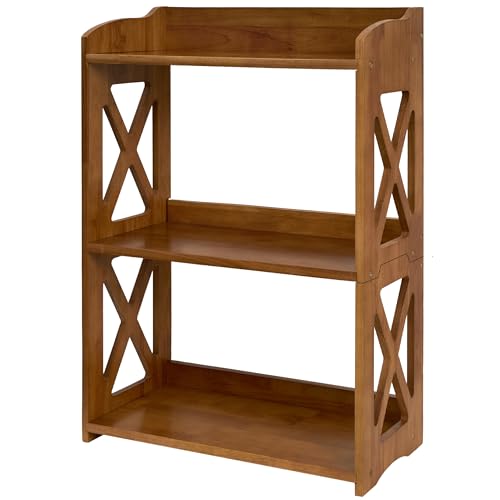 YCICI Bookcase, Bookshelf, 3 Tier Bookshelf, Freestanding Display Storage Shelves Open Bookcase for Bedroom, Small Bookshelf for Living Room and Office