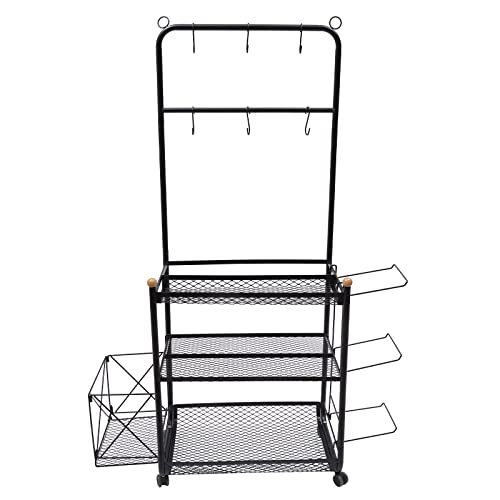 KenSyuInt 3-Layer Ball Storage Rack,Garage Ball Storage,Garage Storage System,Sports Equipment Storage Rack,for Indoor and Outdoor Equipment Placement(Black)
