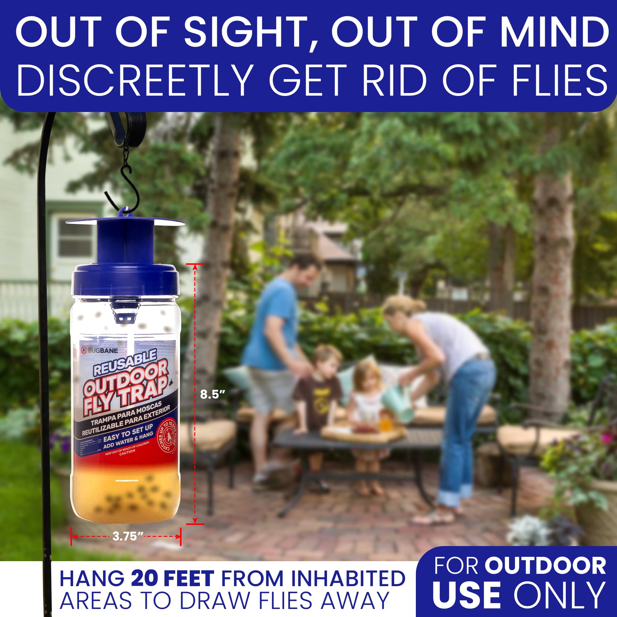 Reusable Fly Traps Outdoor Fly Traps with 2 Natural Fly Magnet Bait Refills. Flies Trap Outdoor Reusable Fly Trap Jar Fly Trap Fly Catchers Outdoor Fly Bait Fly Bags Flytraps Stable Fly Trap Bait