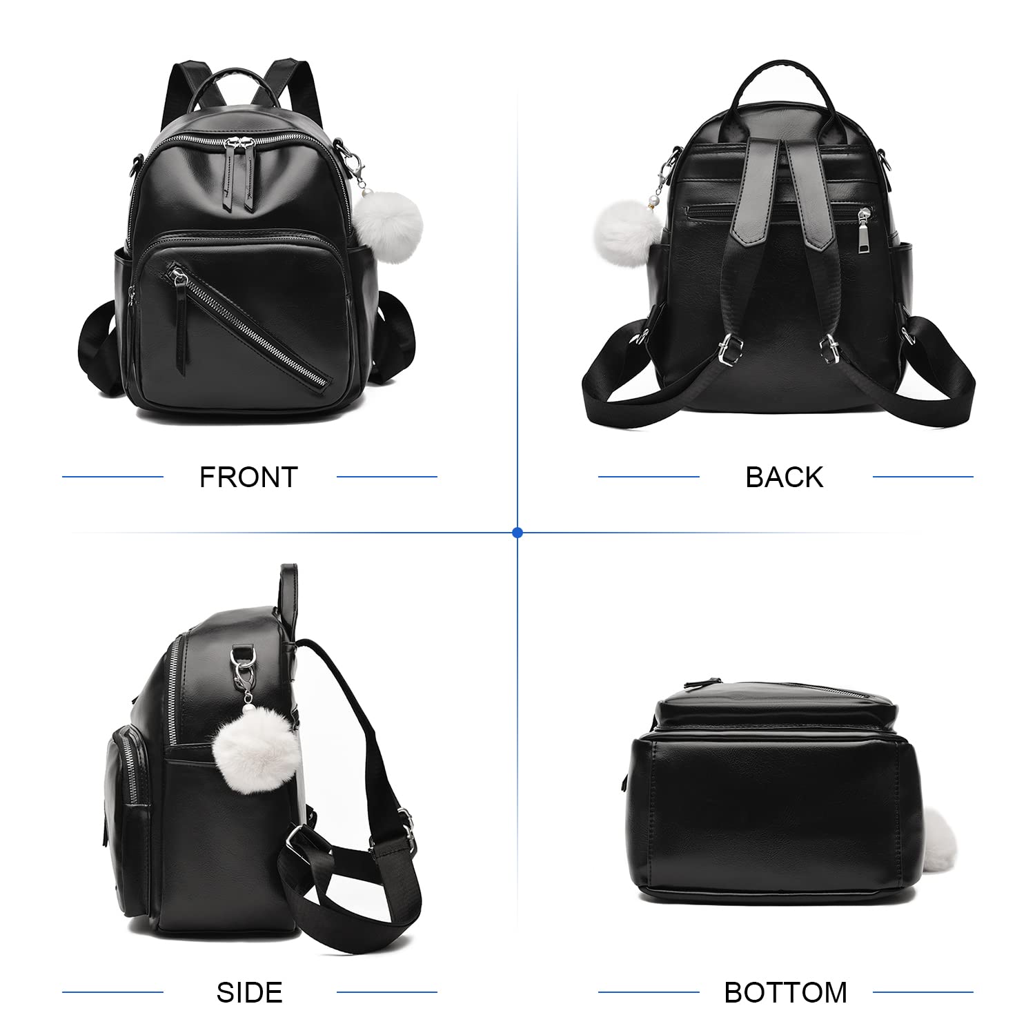 KUANG! Women Pu Leather Backpack Rucksack Travel Shoulder Handbag for Backpack Bags Casual Daypack
