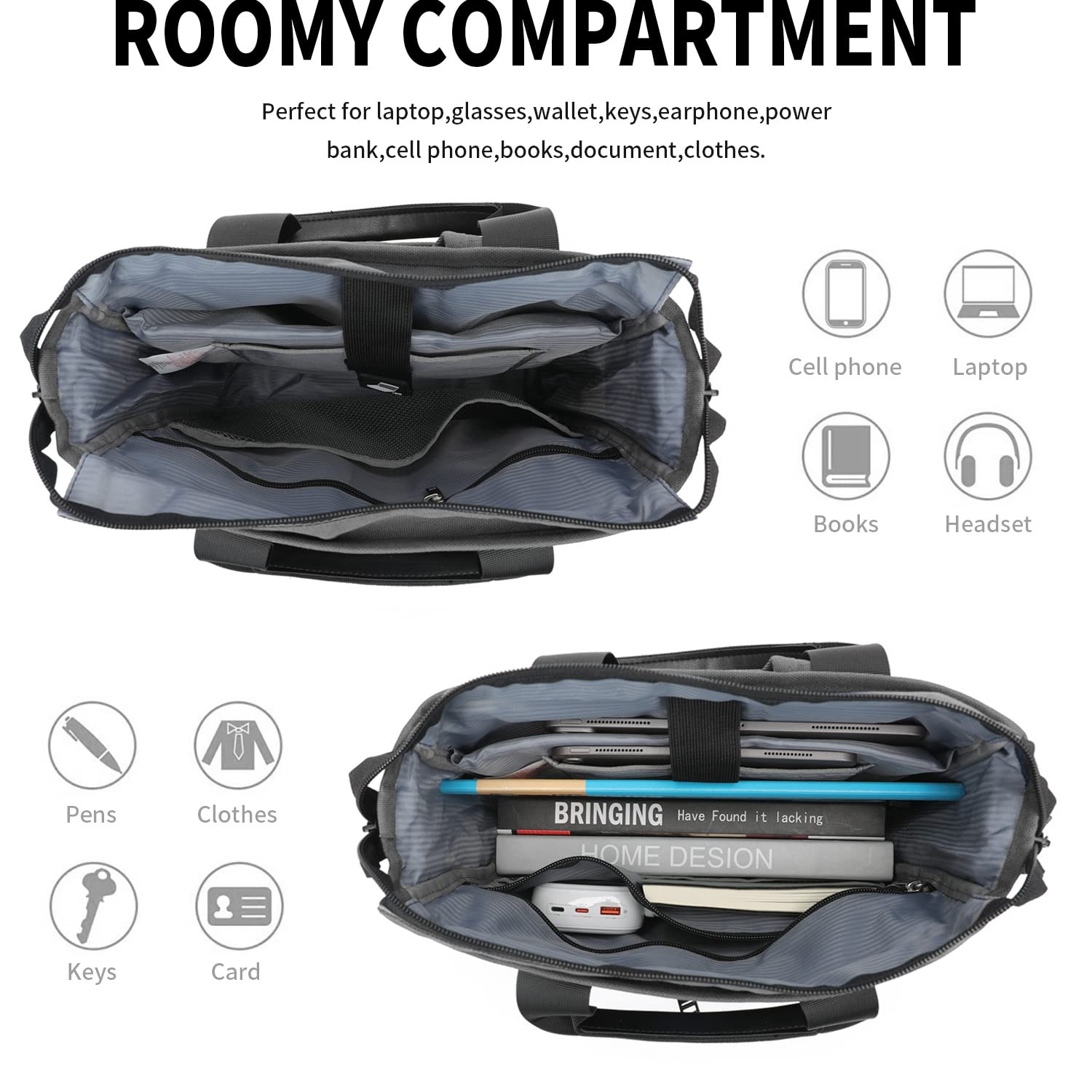 INOXTO Men’s Messenger Bag 3 in 1 Convertible Backpack Briefcase Bag Business Office Bag for Men, Laptop Shoulder Bag (Grey)