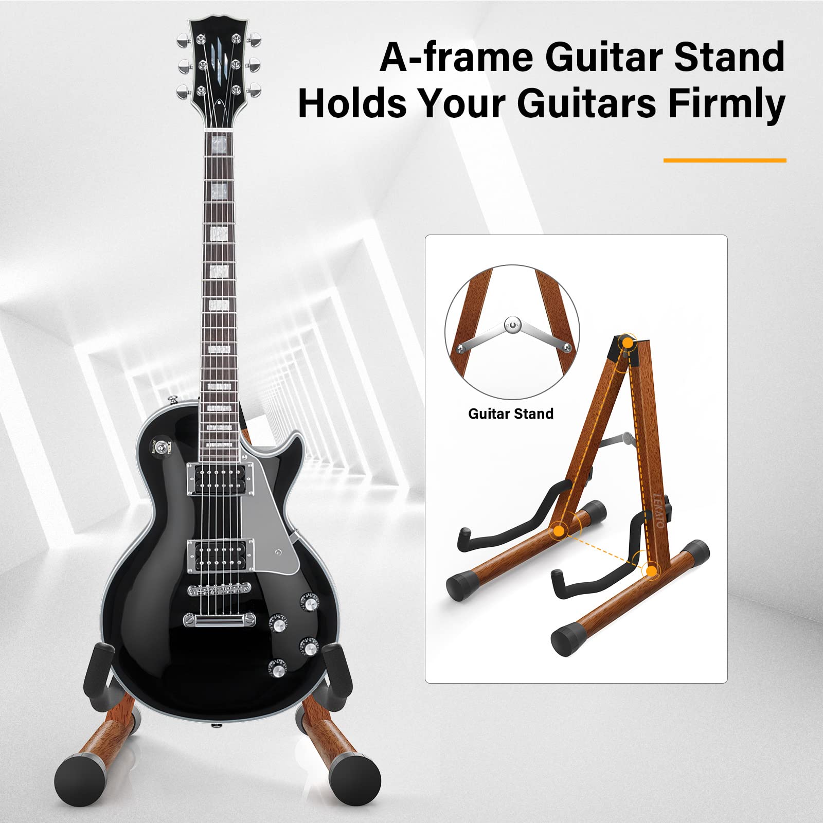 LEKATO Guitar Stands Acoustic Electric Foldable Stand Holder String Instrument Hanger Bass Classical Single Guitar Holder Contact Points with Silicone Adjustable Retractable Collapsible