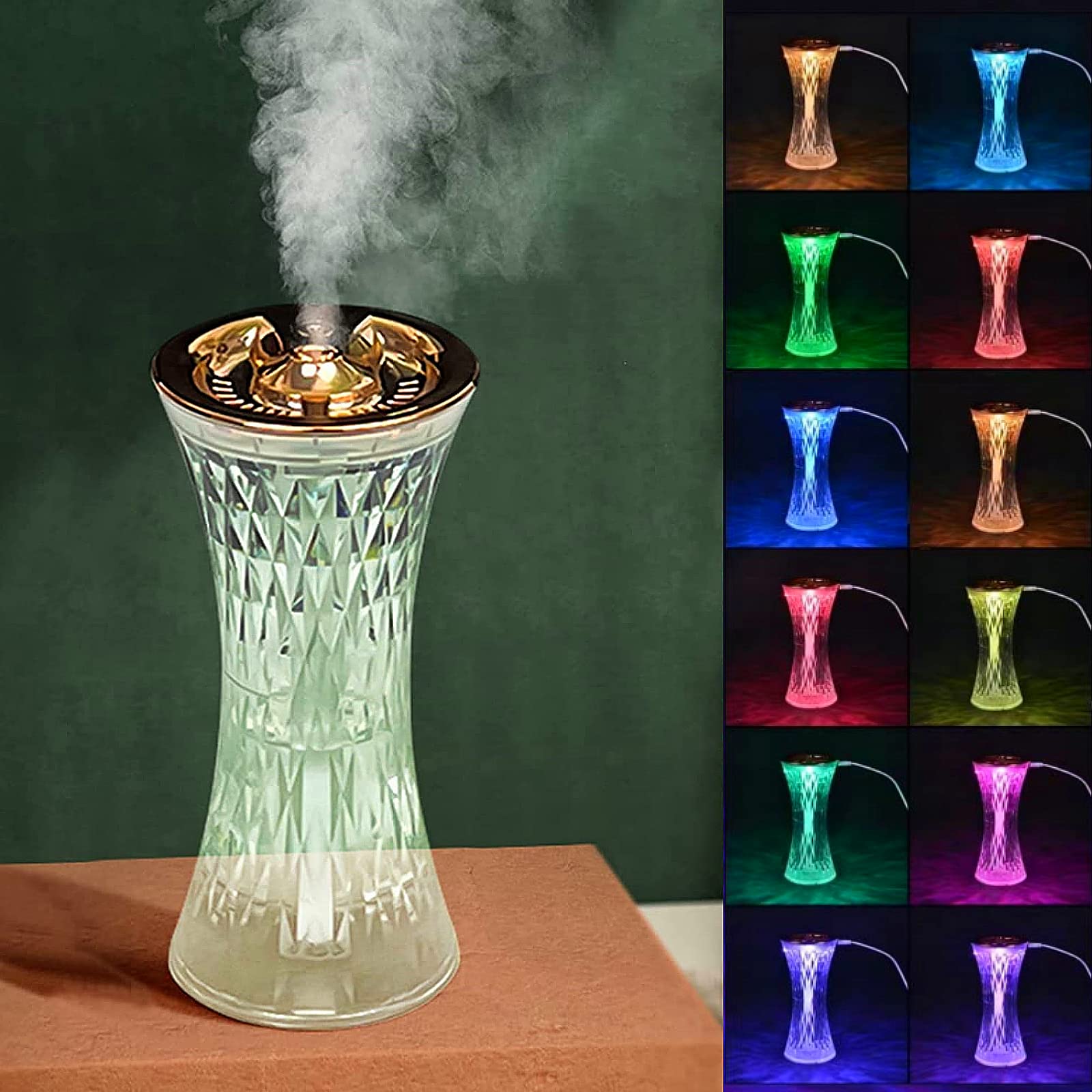 Narvokey Crystal Table Lamp with Humidifiers for Bedroom,18 Color Auto Changing Diamond Bedside Lamp for Bedroom Living Room,Girlfriends Gift