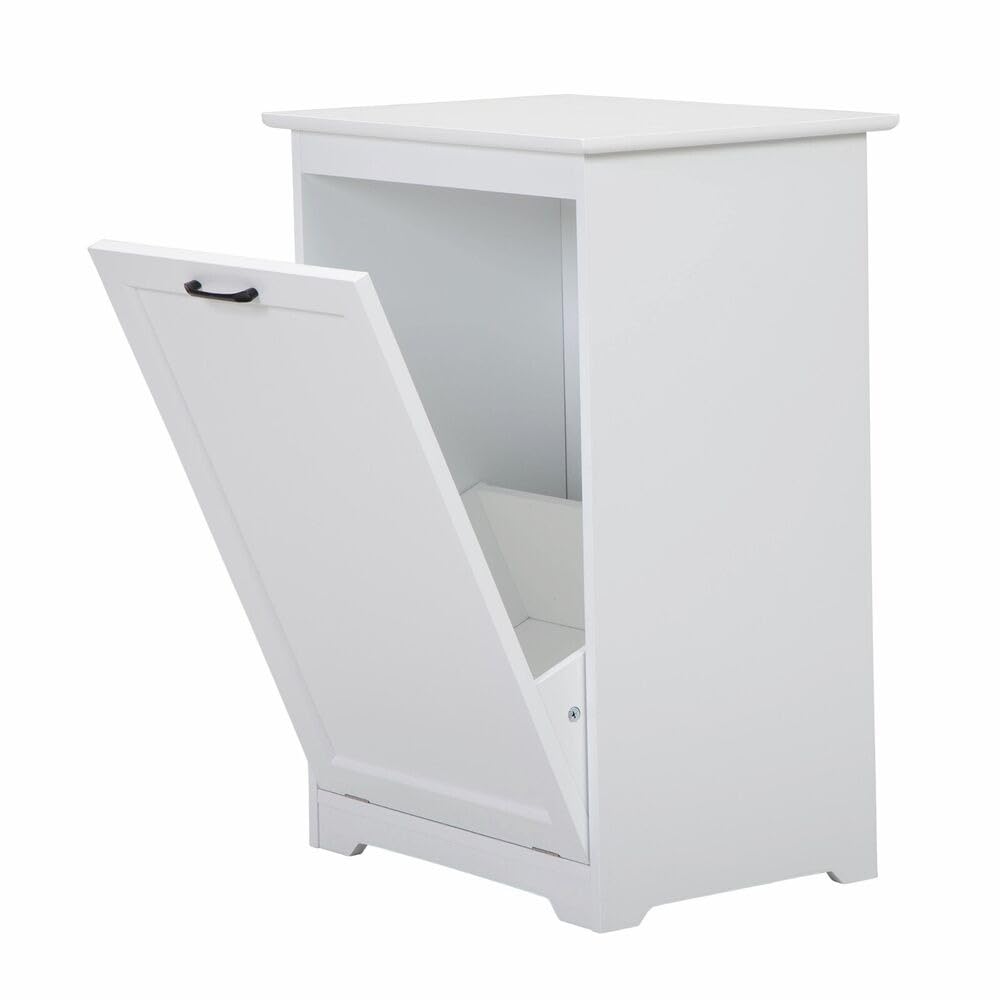 Modern Wooden Tilt-Out Trash Cabinet - Stylish Kitchen Garbage Can Holder & Recycling Storage Solution