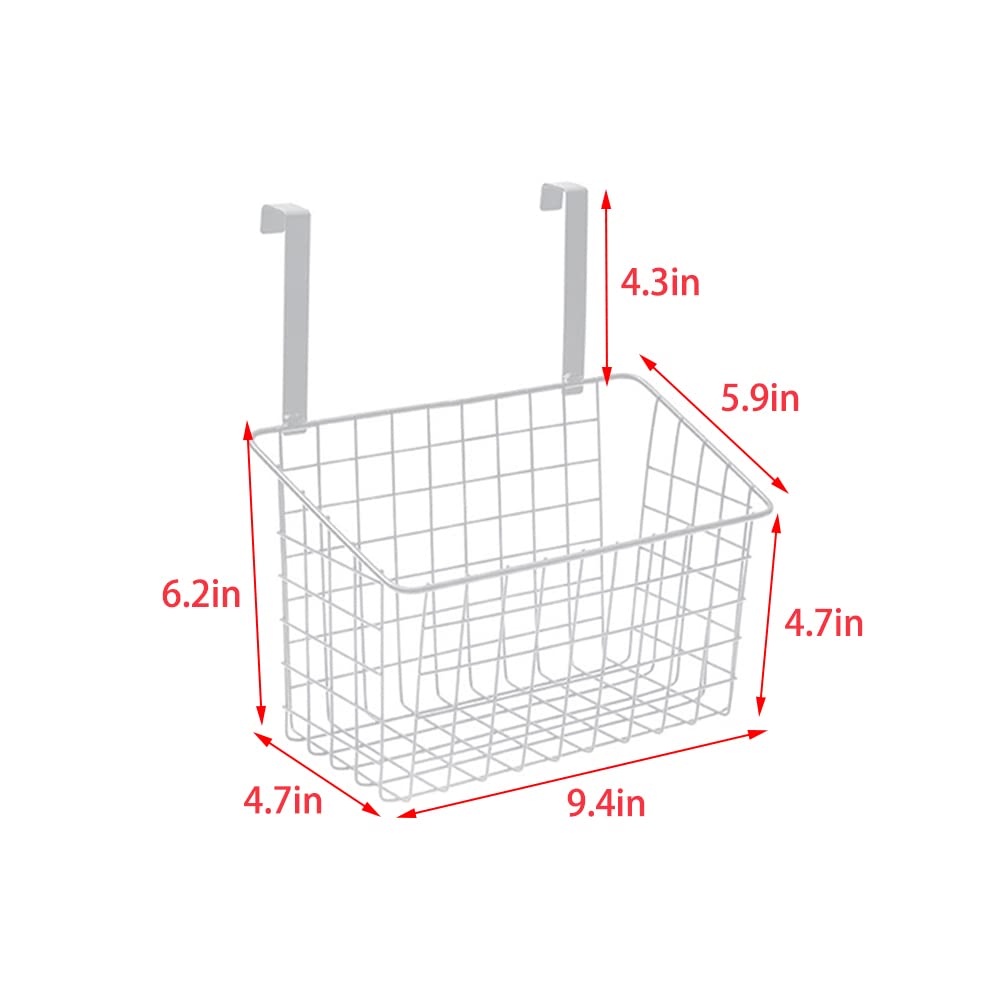 JIEQIJIAJU Over Cabinet Door Organizer for Cutting Boards, Steel Wire Kitchen Cabinet Organizer Holder Wall Door Hanging Storage Basket for Kitchen, Bathroom, Pantry, Under Sink Organization, (White)