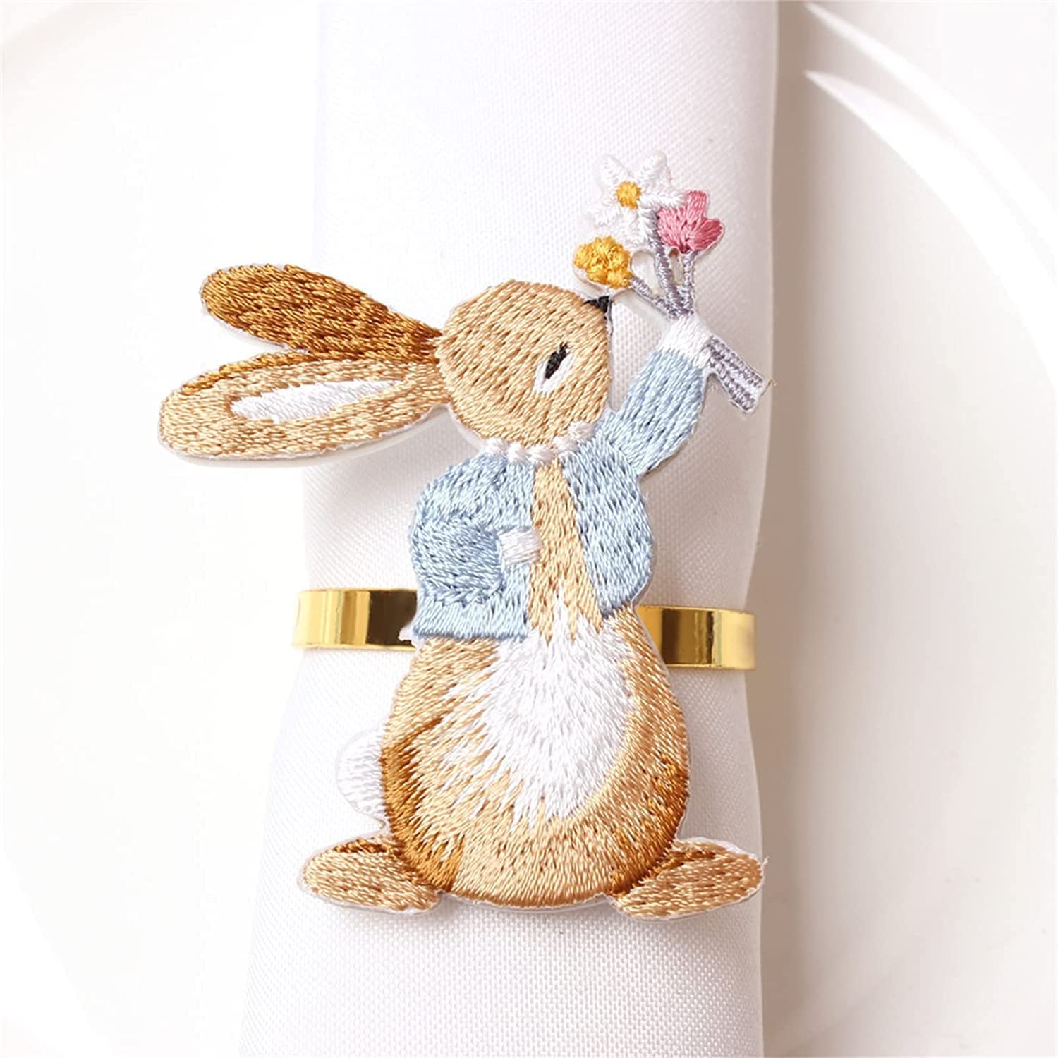 JENPECH Easter Napkin Rings Set of 6, Bunny Napkin Rings Easter Table Decoration, Used for Family Table Decoration Party Table Decoration Setting Decor 2
