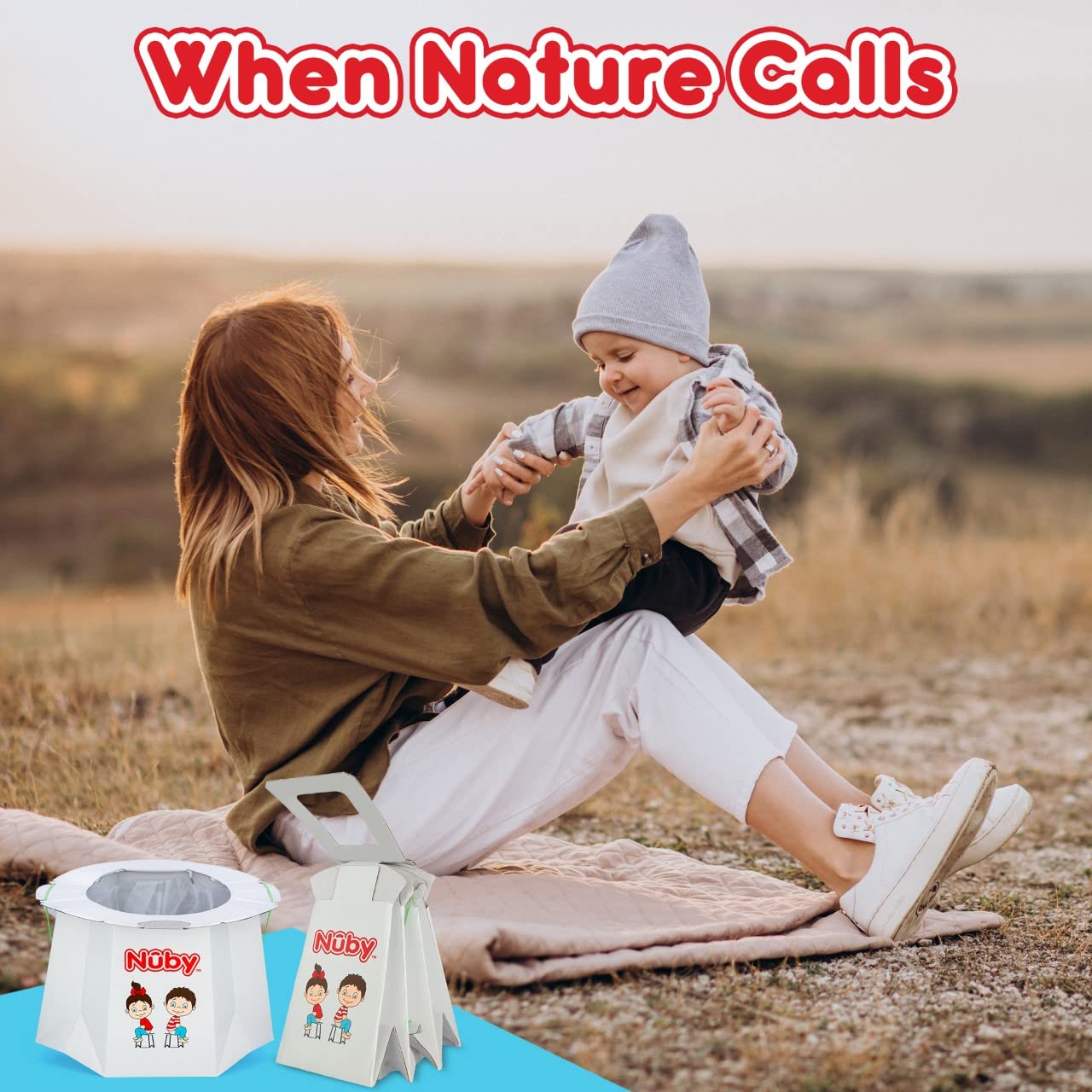 Nuby Disposable Travel Potty with Liner - Foldable and Portable Potty; Toddler Potty Essential for Camp, Trips, & Car Rides - Travel Potty for Toddler, 1 Pack
