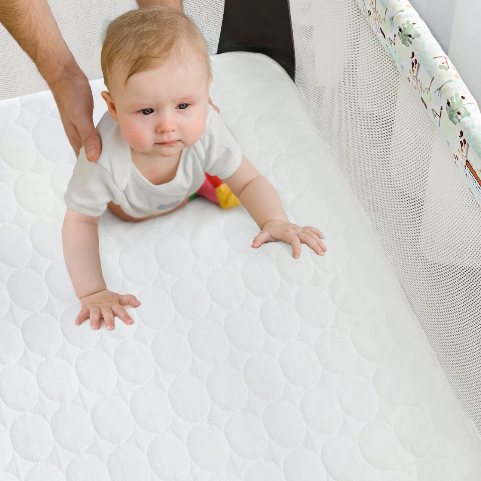 Mini Crib Mattress Protector Sheets Fitted Waterproof 38"x24" & Bassinet Fitted Sheets Compatible with Graco Pack ‘n-Play Dome LX Bassinet(not playard), 2 Pack