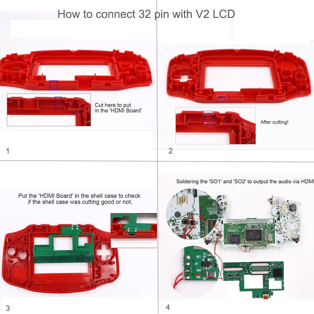 HISPEEDIDO GBA 32Pin Transfer to HDMI Adapter Cable DIY Spares PCB Kits Updated Replacements Play Games on TV Compatible with Game Boy Adavance