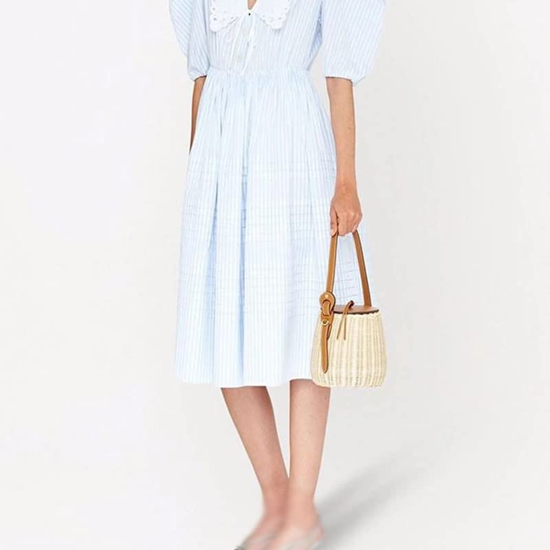 LIUZH Rattan Bucket Bag Women's Hand-held Woven Shoulder Bag