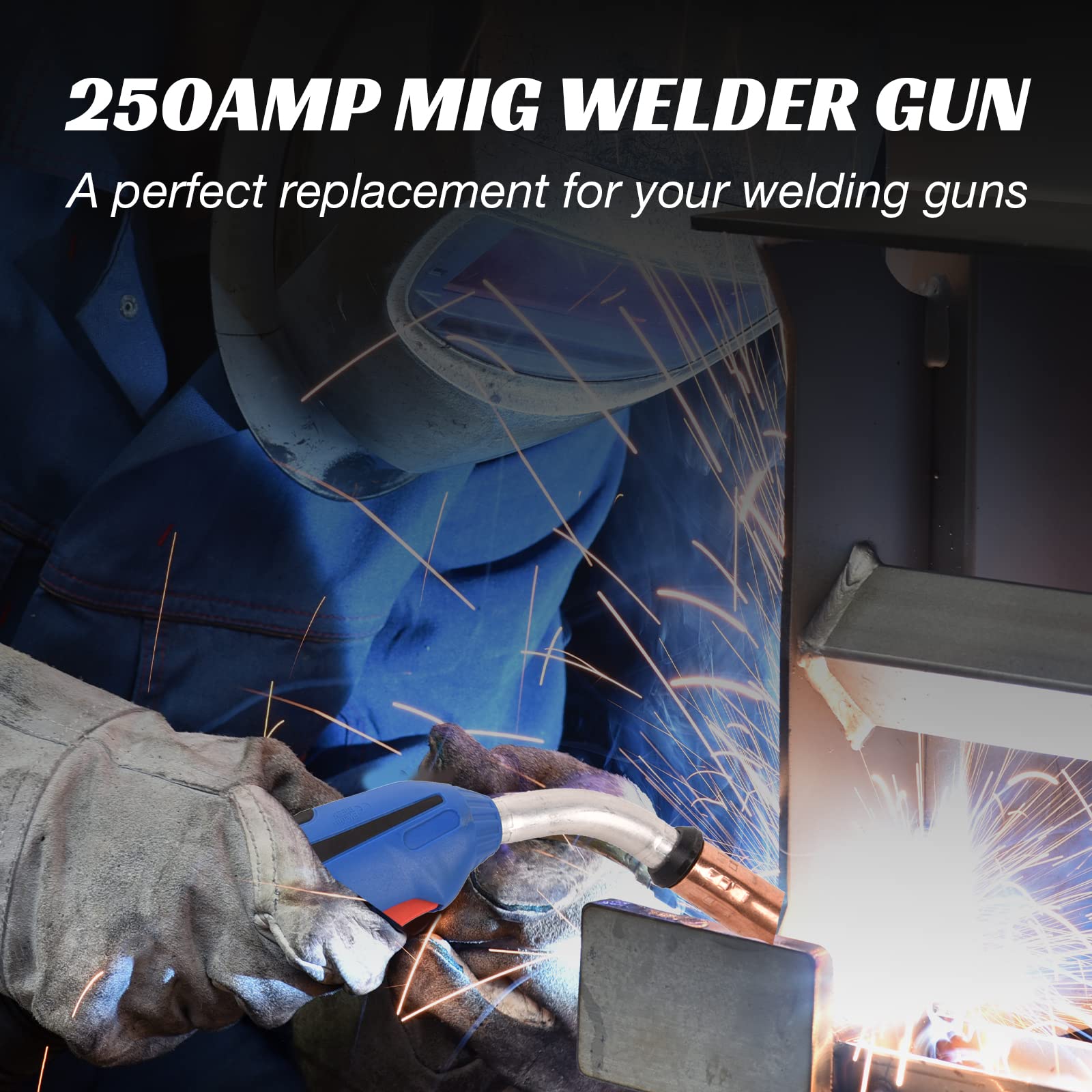 LFGUD MIG Welding Gun, 250Amp 15ft Welding Torch Stinger Mig Gun Replacement for Miller Welder M-25 169598, 0.035" - 0.045" Wire