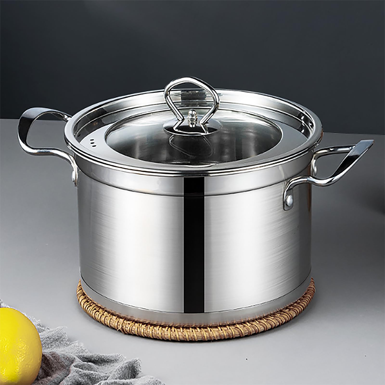 STOCKPOT Soup Pot with Lid - Stainless Steel pots, Cooking Pot, Stock Pot with Visible Lid, Small Pots for Cooking - 4 Quart