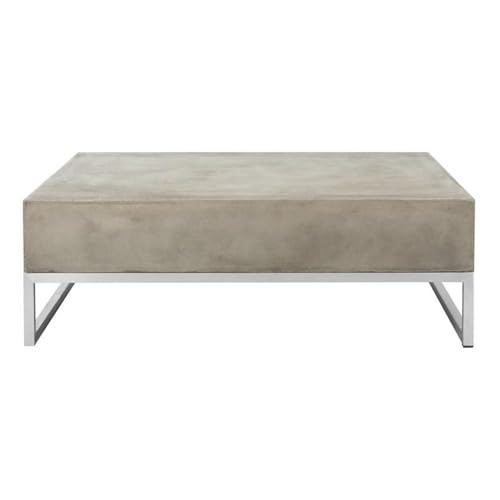 SAFAVIEH Outdoor Collection Eartha Modern Dark Grey Concrete Coffee Table (Fully Assembled)
