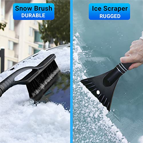 Qidoe Car Snow Brush and Ice Scraper Extendable for Car Windshield - 2 Pack: Snow Removal Winter Car Accessories with Ergonomic Foam Grip for SUVs Trucks Cars (Heavy Duty ABS, PVC Brush 24" Long)