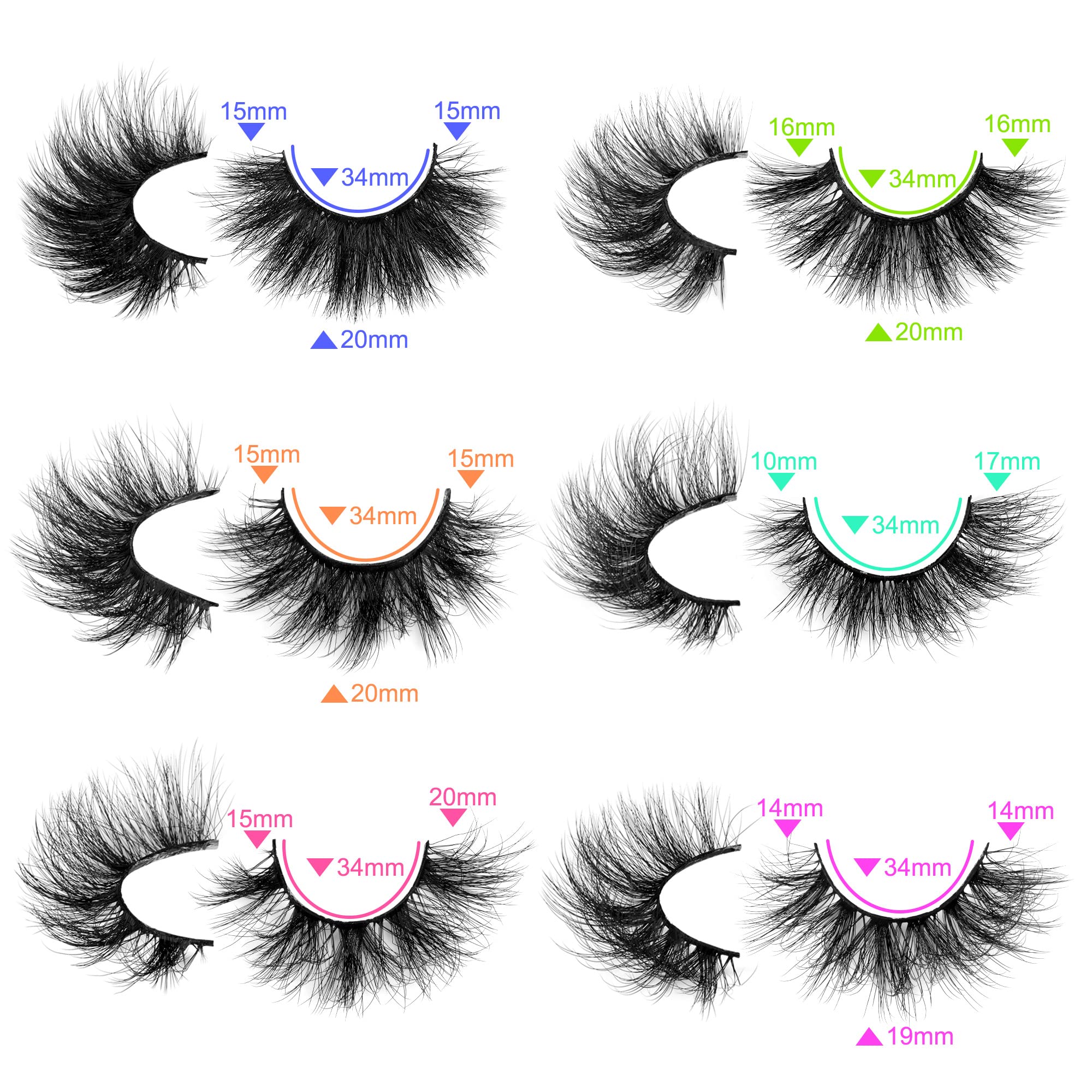 Newcally Fluffy Wispy False Eyelashes 20MM Dramatic Thick 5D Volume Fake Eye Lashes 6 Styles Long Cat Eye Curly Strip Faux Mink Eyelashes 30 Pairs Lashes Multipack Bulk