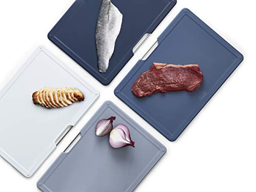 Joseph Joseph Folio 4-Piece Color coded Cutting Board Set, Slimline Case for Organized Storage, Large - Graphite