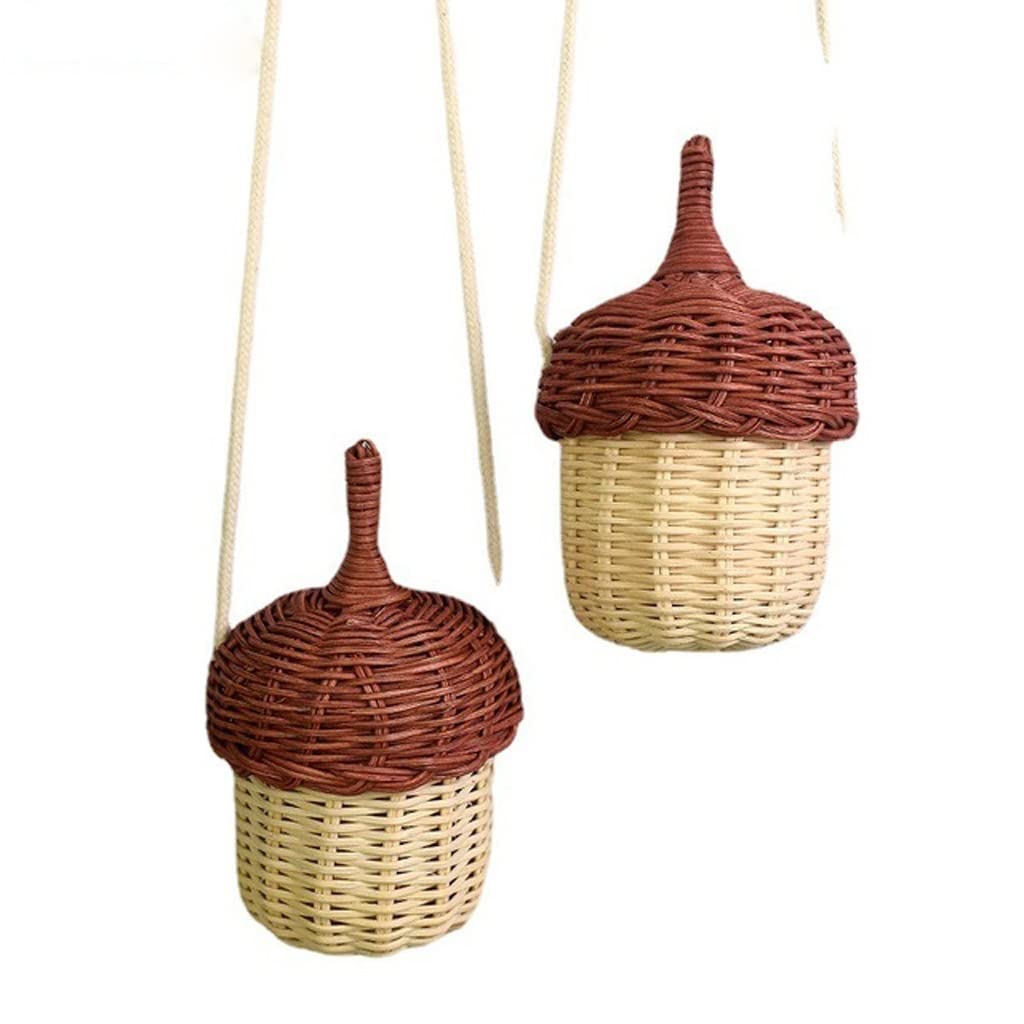 LIUZH Crossbody Woven Messenger Bag Crossbody Rattan Basket Handbag Basket Storage Baskets Handmade Children's