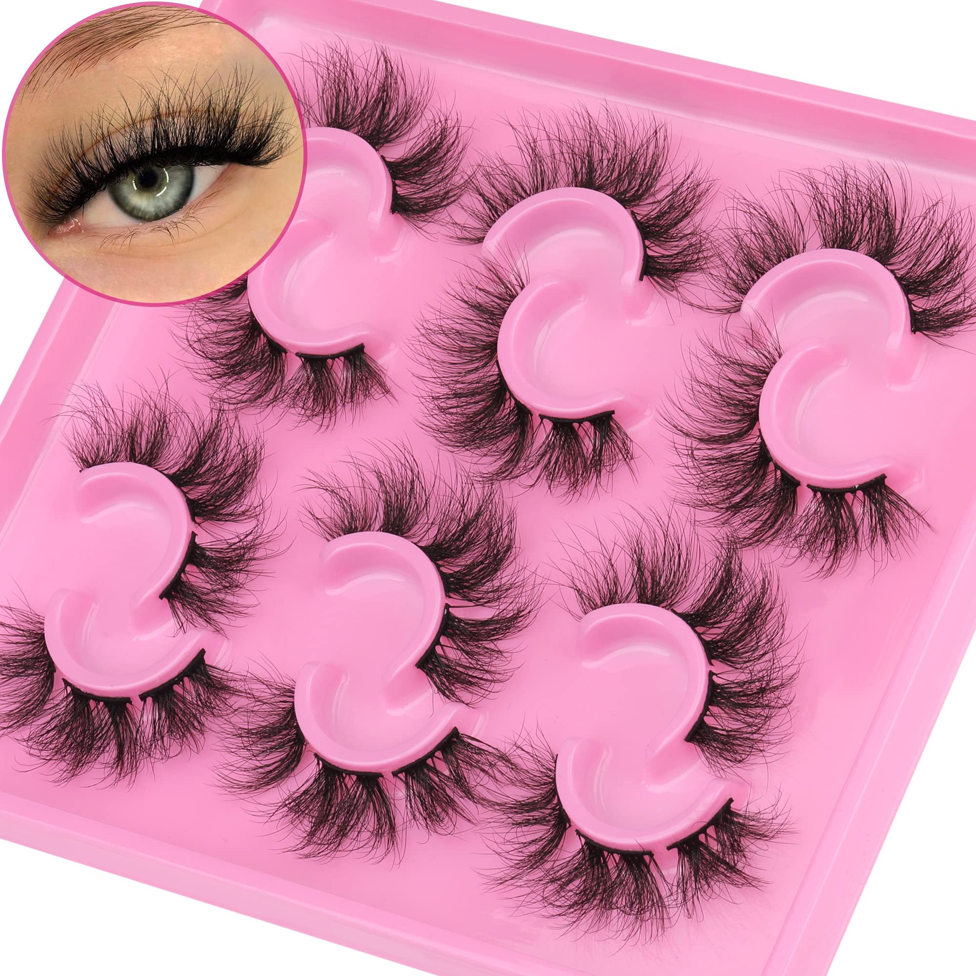 Natural Cluster Lashes Wispy False Eyelashes Natural Look DIY Individual Fluffy Mink Lashes Like Lash Extensions 6D Strip 6 Pairs Pack Fake Eyelashes by TNFVLONEINS