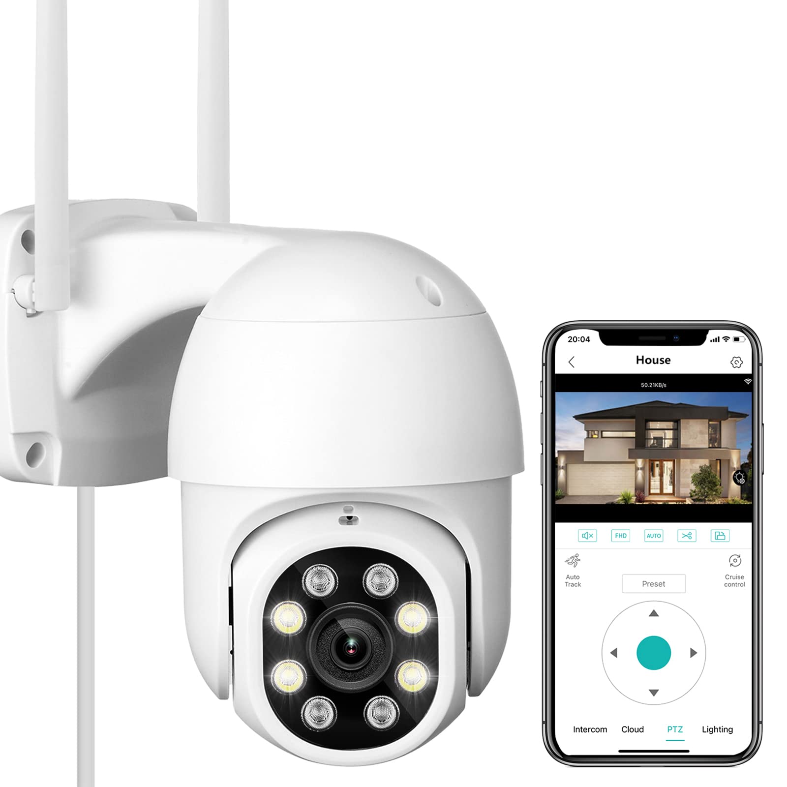 neweyesee WiFi Security Camera Outdoor 2K - 3MP WiFi Camera for Home Security with Pan Tilt 360°View Color Night Vision Motion Detection 2 Way Audio IP66 Waterproof DC Powered Surveillance Camera