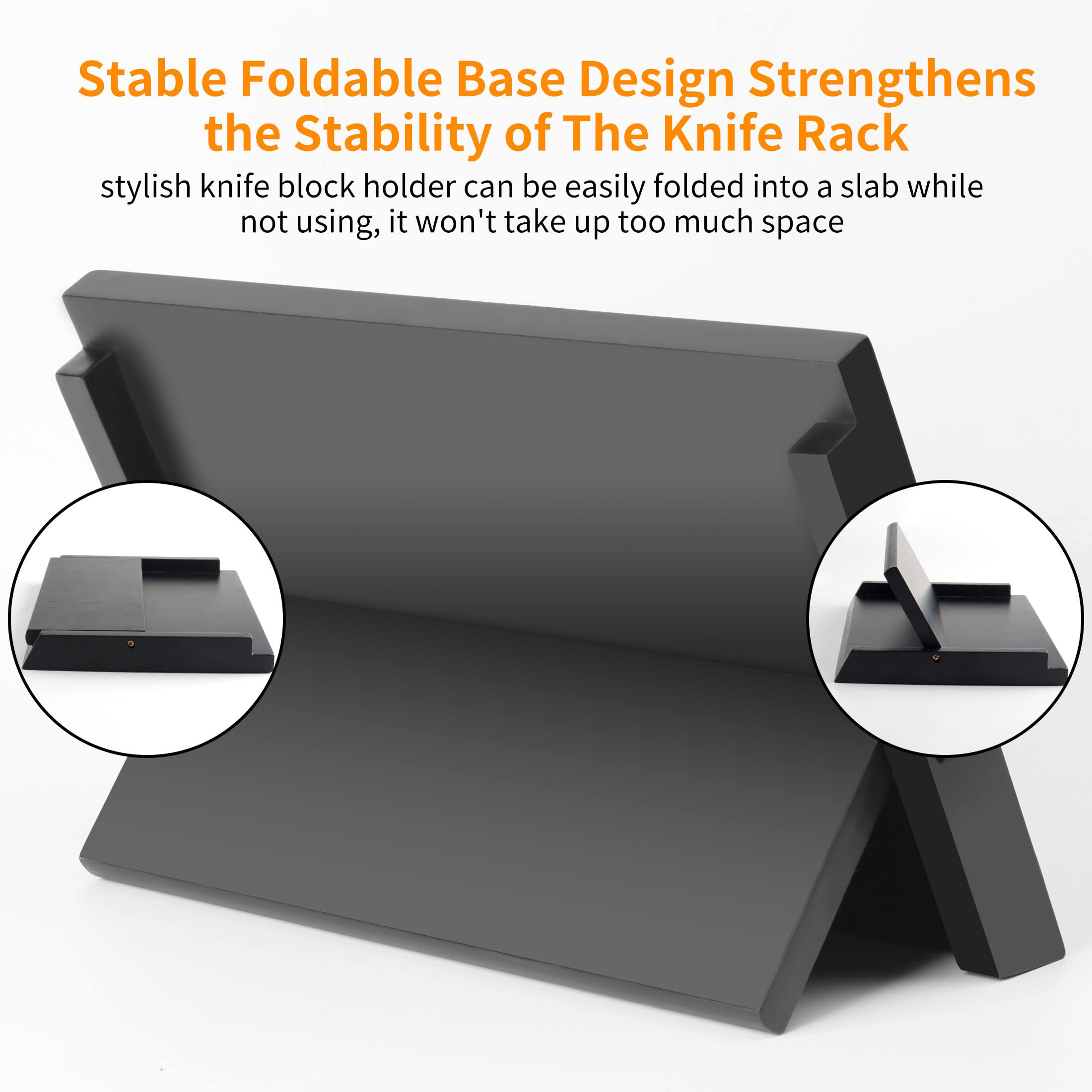 Magnetic Knife Block,Kitchen Knife Holder,Natural Solid Wood Material,Foldable Universal Knife Tool Display and Placement Stand Rack for Knife Organize and Storage,Powerful Enhanced Magnet