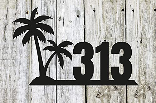 Palm Tree Beach Themed Personalized Steel House Number Address Plaque Personalized Metal Wall Sign Wall Art Customized