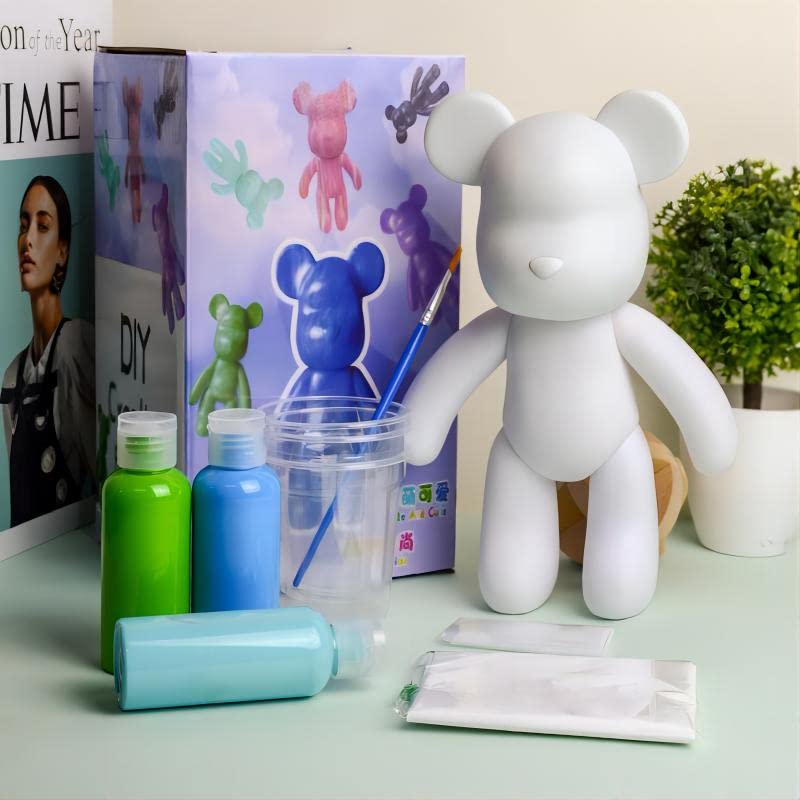 LIYJTK DIY Painting Fluid Violent Bear, Diamonds Painting Encrusted Dyeing Hand Made DIY Graffiti Vinyl Violent Bear Doll Creative Home Decoration Doll Gift for Birthday