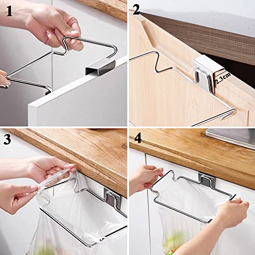 Oniapro Trash Bag Holder for Cabinet Doors & Cupboards, Large Stainless Steel Portable Hanging Garbage Bag Holder, Kitchen Trash Can for Under Sink Trash, Camping Accessories