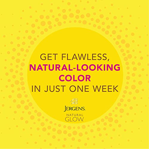 Jergens Natural Glow Self Tanner Lotion, Daily Sunless Fake Tanning, Medium to Deep Skin Tone, Daily Moisturizer, featuring Antioxidants and Vitamin E, 7.5 oz