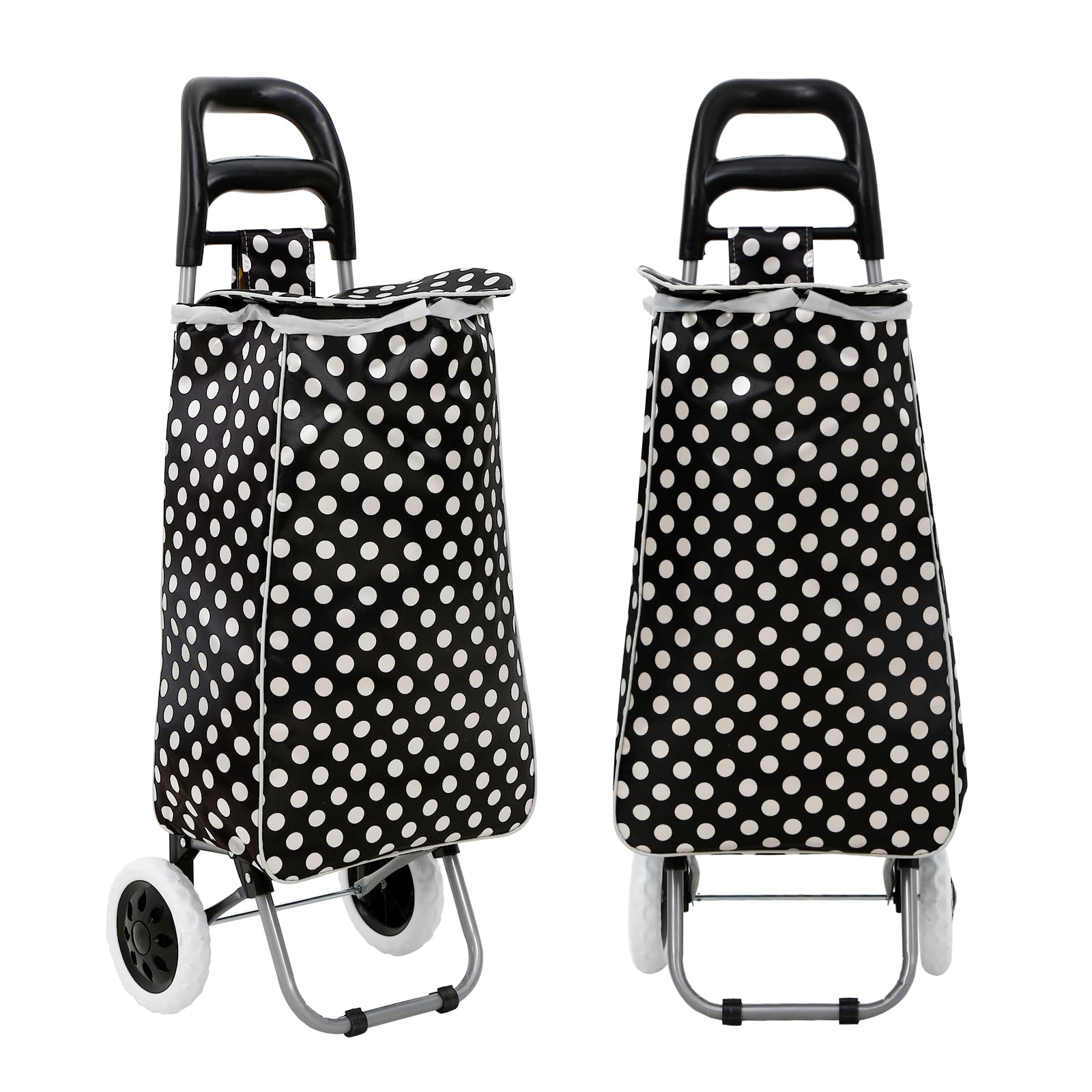Panana Shopping Truck Folding Grocery Bag 2 Wheels Foldable Cart Hand Truck Storage Carts (Black)