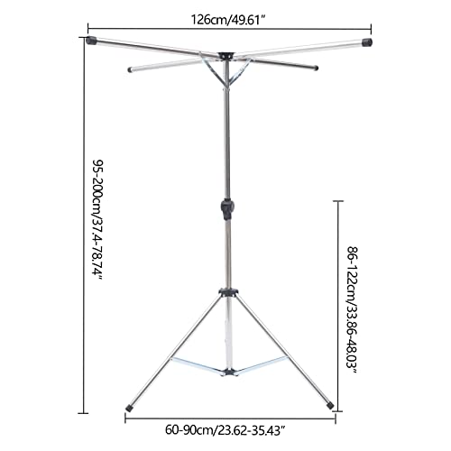panfudongk Foldable Clothes Drying Laundry Rack Portable Space Saving Laundry Drying Rack 4 Poles
