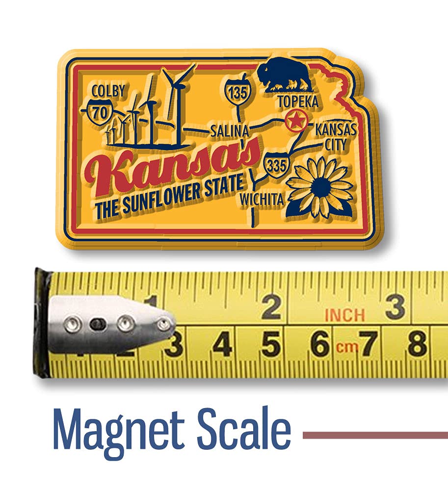 Kansas Premium State Magnet by Classic Magnets, 2.6" x 1.6", Collectible Souvenirs Made in The USA