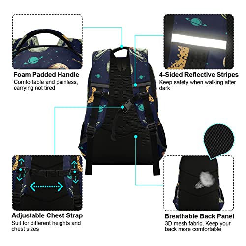 NFMILI Cartoon Alien Element Kids Backpack Lightweight Middle School Elementary Bookbags for Boys Girls School Bag with Chest Strap 11.6 X 6.9 X 16.7 in