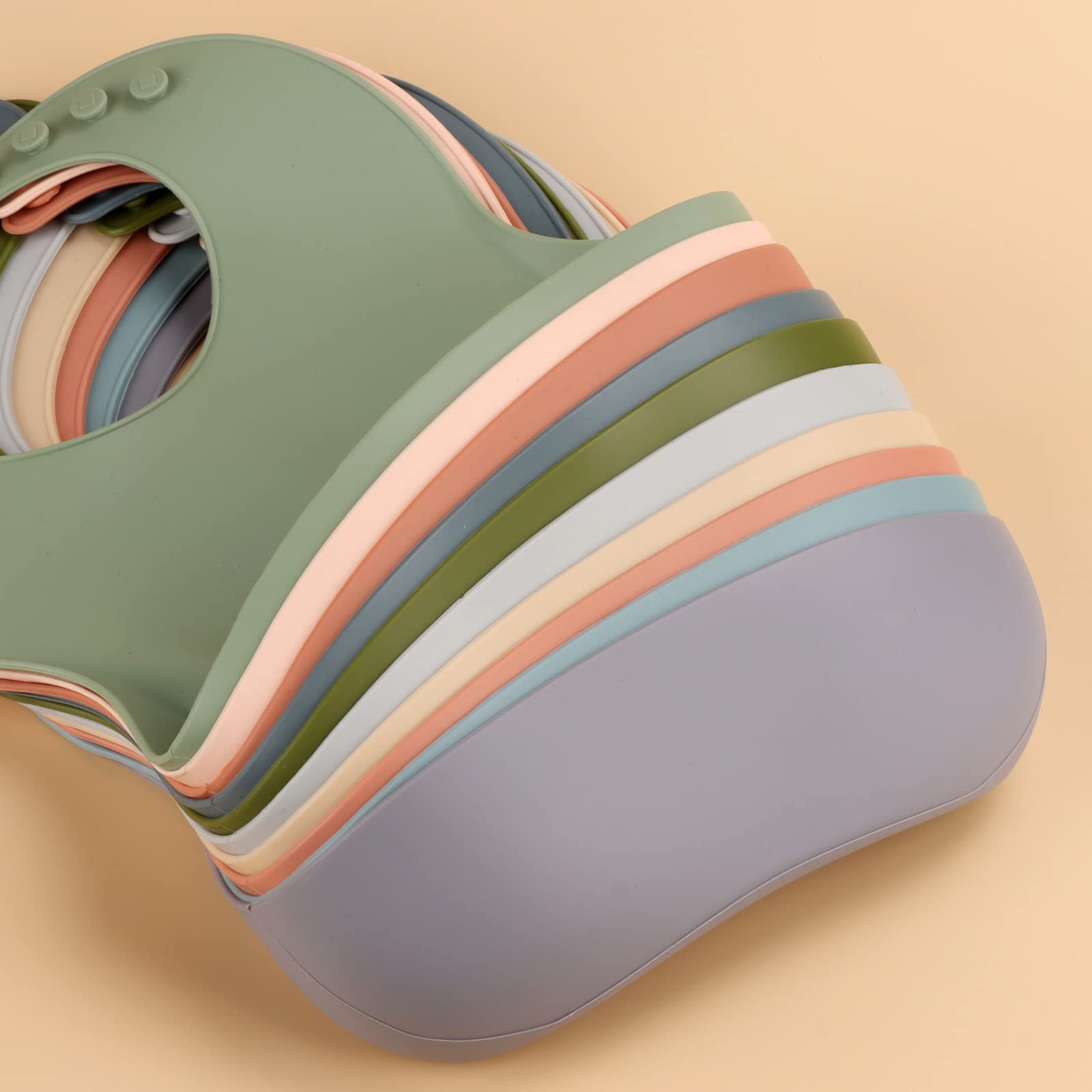 Mintlyfe Silicone Bibs for Babies, 2 Sets Baby Feeding Bibs Waterproof Soft Durable Adjustable Bibs, BPA Free (Blush/Muted)