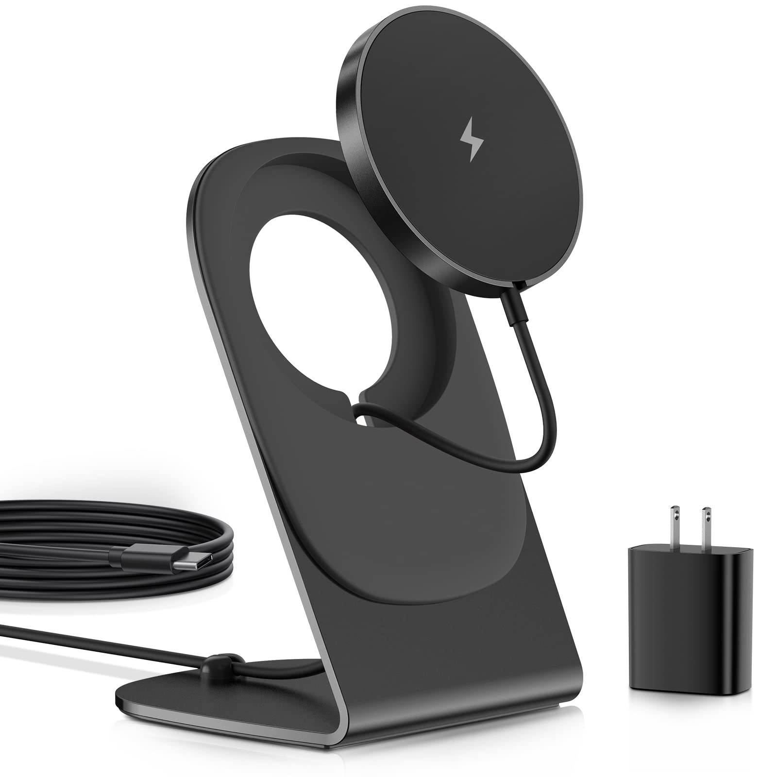 Magnetic Wireless Charger Compatible with13/12 Series,Charger with 20W USB-C Power Adapter, Aluminum Alloy Convertible Fast Wireless Charging Pad/Stand for Phone 13/12 Pro Max Mini