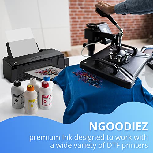NGOODIEZ DTF Ink Refill for DTF Printer Conversion Kit Direct to Film Printing on T-Shirt (5x250 ml)