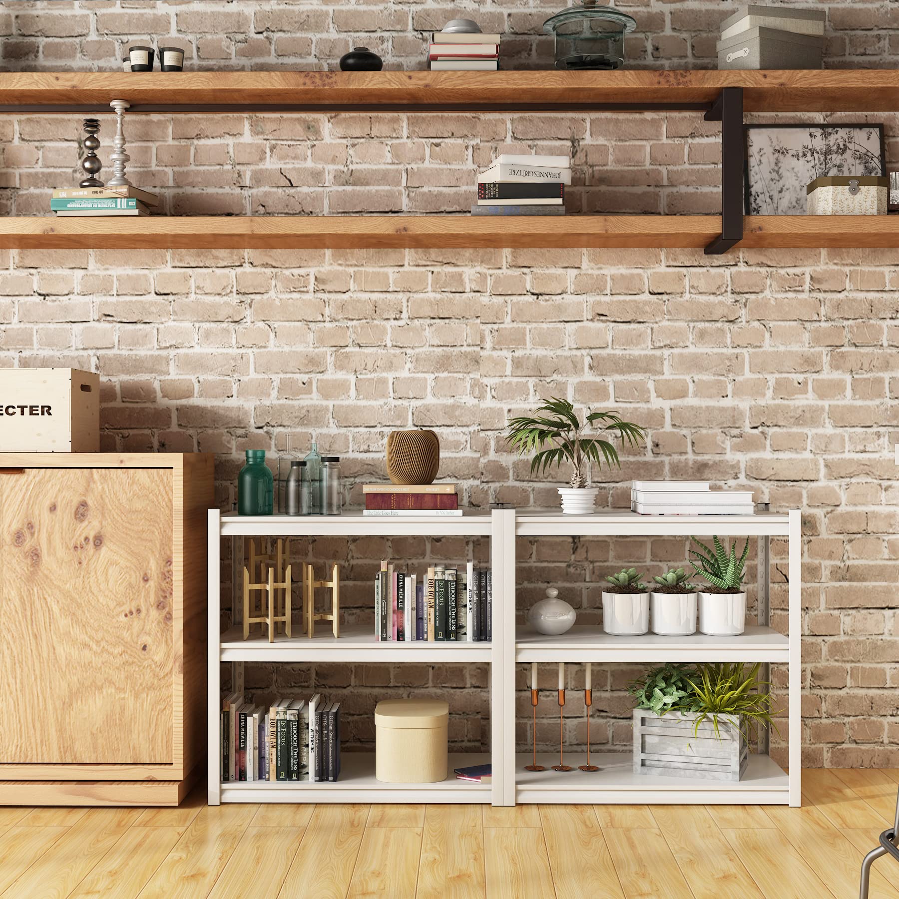 MIOCASA Garage Shelving Adjustable 3 Tier Heavy Duty Metal Storage Shelves Adjustable Utility Rack Organization for Kitchen, Pantry, Closet, Garage, Office 31.5" W x 15.75" D x 31.5" H, White
