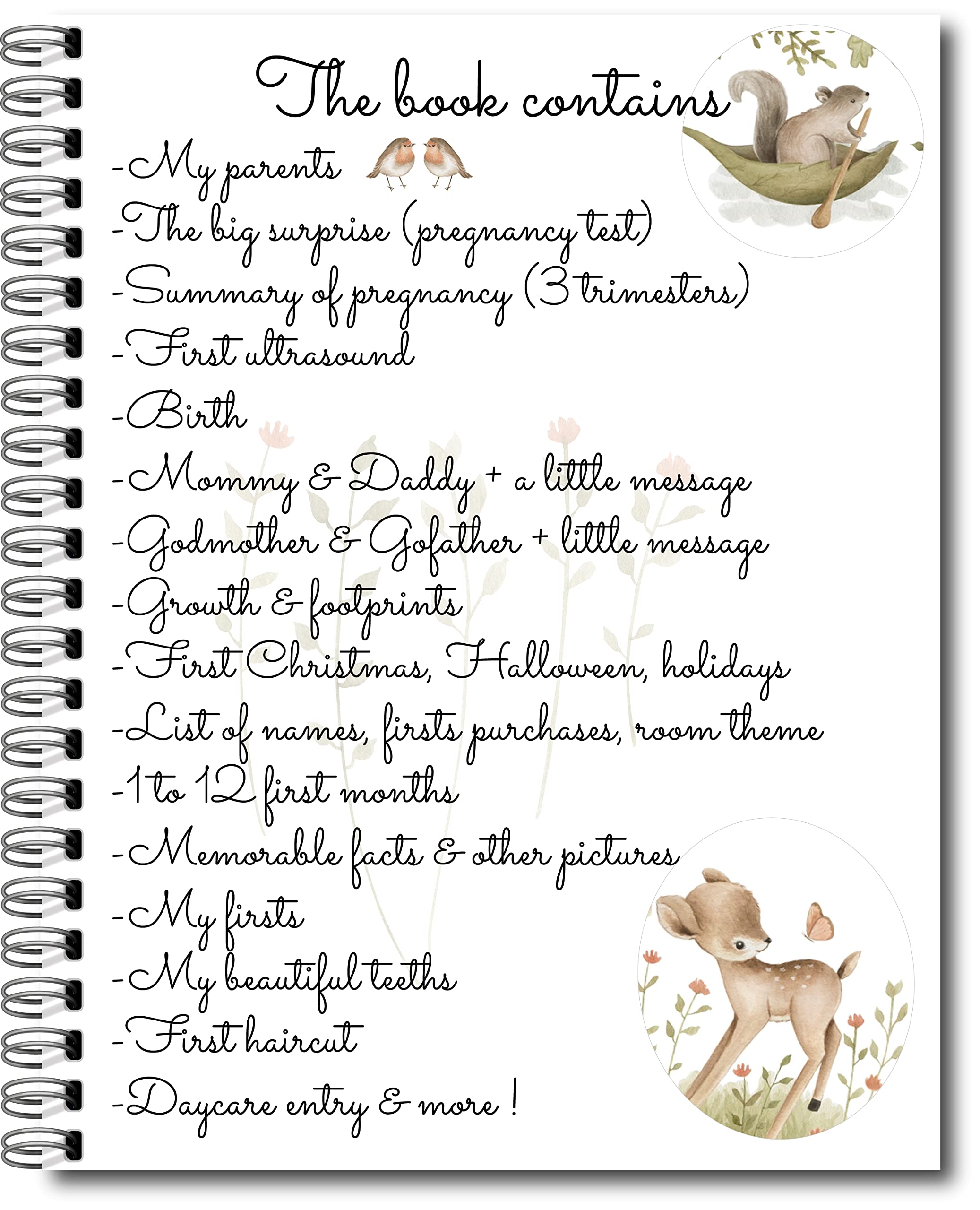 My Baby book, memories book, baby journal (Forest animals) Keepsake for Baby Boy or Girl, Timeless First Year,