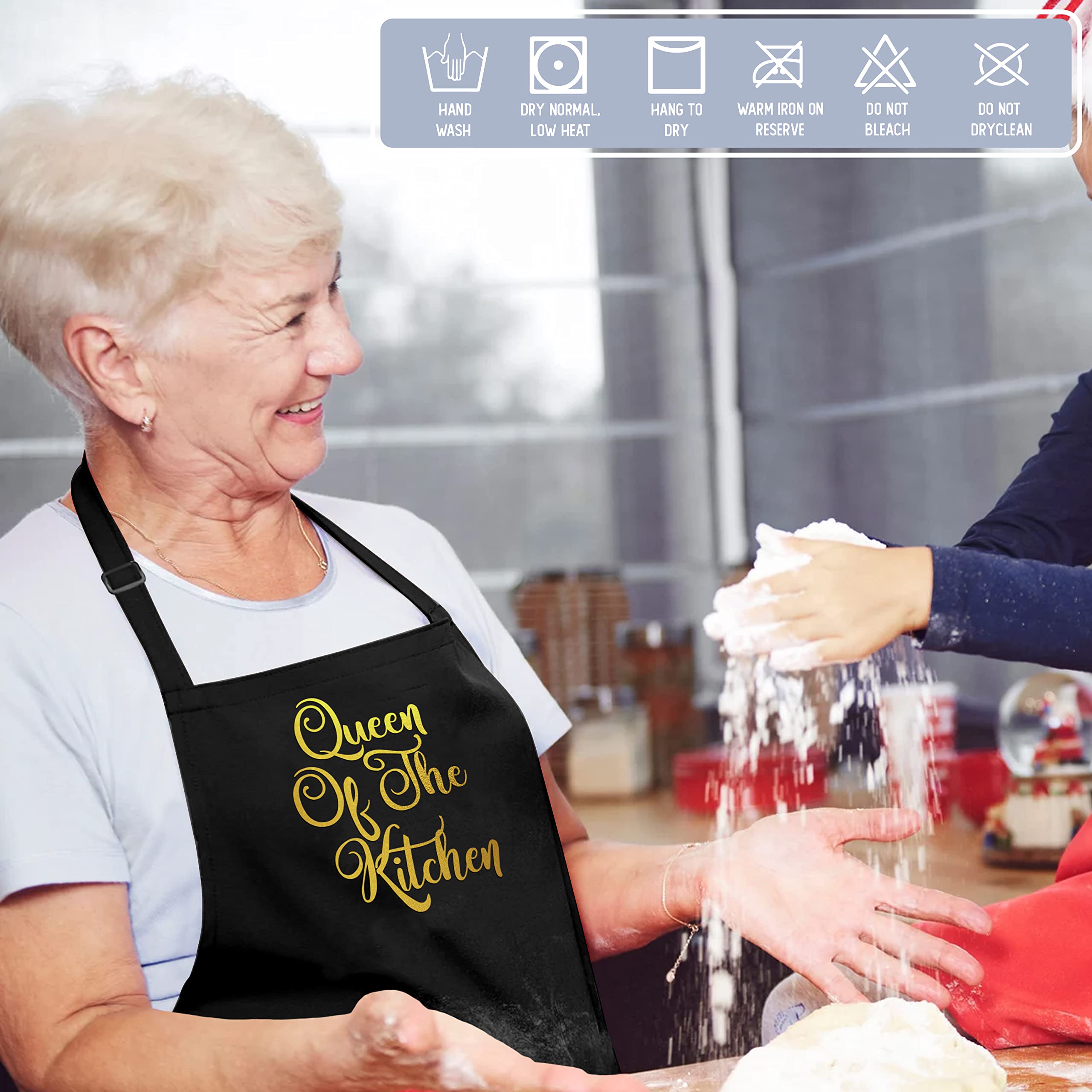 LALALA GIFT LAND Customized Kitchen Chef Apron w/Pockets - Black - White Option - 9 Font - 18 Font Color - Personalized Bbq Chef Apron (Black)