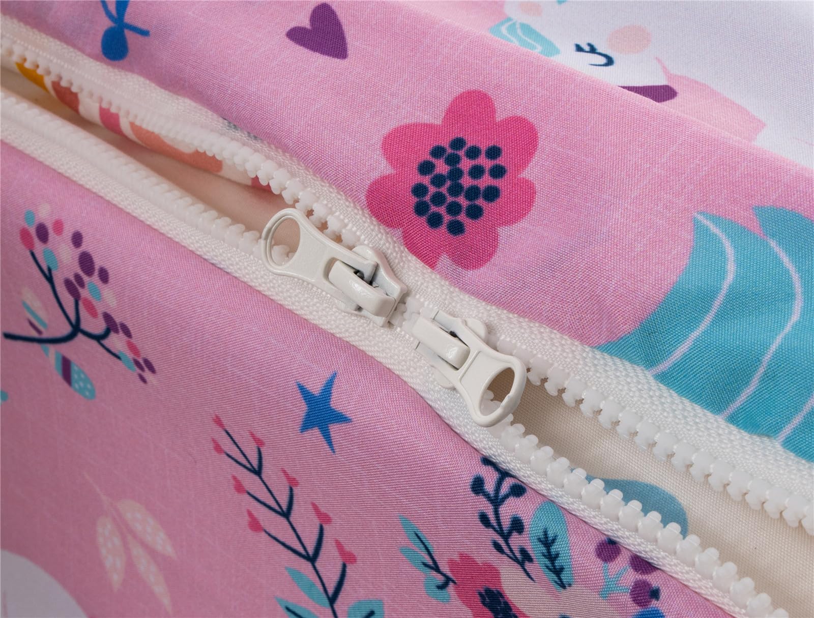 Meeting Story 3pcs Kids Comforter Sets Zipper Bedding Set for Girls,Twin Kid Bedding Set Rainbow Comforter Unicorn Bedding Set for Kid,All in one Zipper Bedding(Pink,Twin