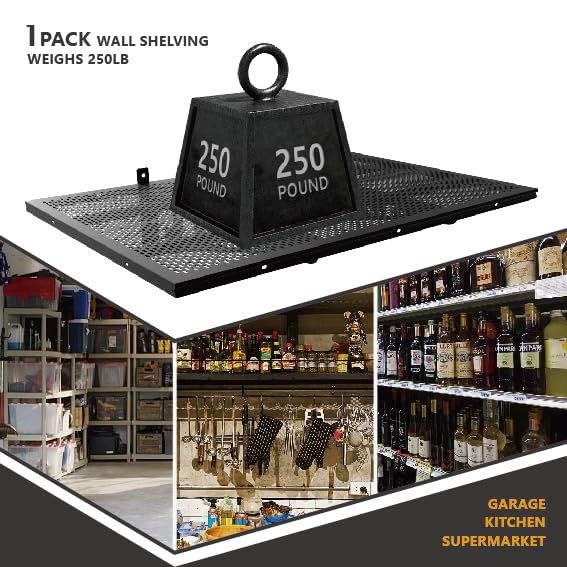 PAOKE New Type Garage Wall Shelving, Sturdy Heavy Duty Floating Shelves, 4 Pack Weighs up to 1000 lbs, Great Option for Saving Space in The Garage (2x3ft Black 4Pack)