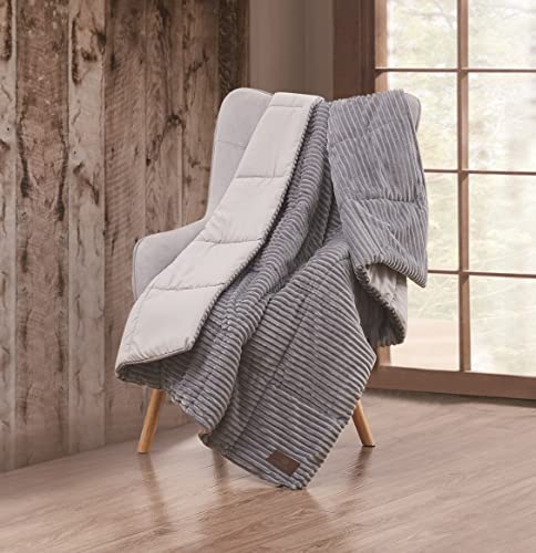 Mossy Oak - Nativ Living Corduroy, Nature Inspired Corduroy Knit Throw Blanket - Charcoal Gray, 50 x 60
