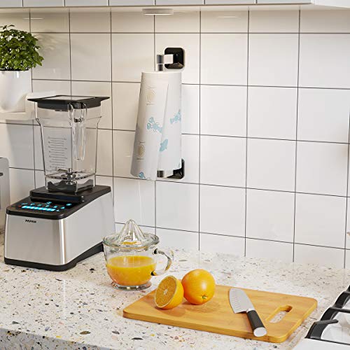 Laigoo Kitchen Paper Towel Holder Adhesive, Under Cabinet Paper Towel Holder Kitchen Tissue Holder Sticky Kitchen Towel Holder (Stainless Steel, White)
