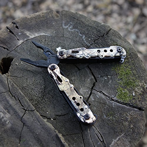 MOSSY OAK Multi-tool - 13 in 1 Multi Function Pliers - Folding Pocket Tool with Sheath, Camo - Portable Pocket Knife for Outdoors, Survival, Camping, Fishing, Hunting, Hiking,Christmas Gift for men