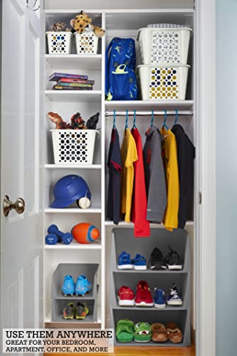 Organize Your Home Medium Stackable White Storage Containers with Open Tops, 3 Pack, Great Organizing Bins for Pantry, Closet, Bedroom, and all Storage, 13.2β x 12β x 8.5β