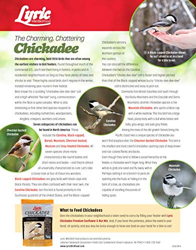 Lyric Chickadee Wild Bird Seed - Sunflower & Nut Premium Bird Food Mix for Chickadees, Nuthatches & Titmice - 20 lb bag