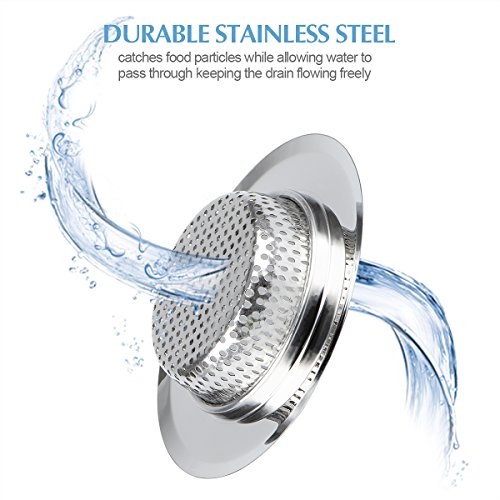LARNACA 2PCS Kitchen Sink Drain Strainer, Premium Stainless Steel, Large Wide Rim 4.33" Diameter, Simplest of Drain and Strainers