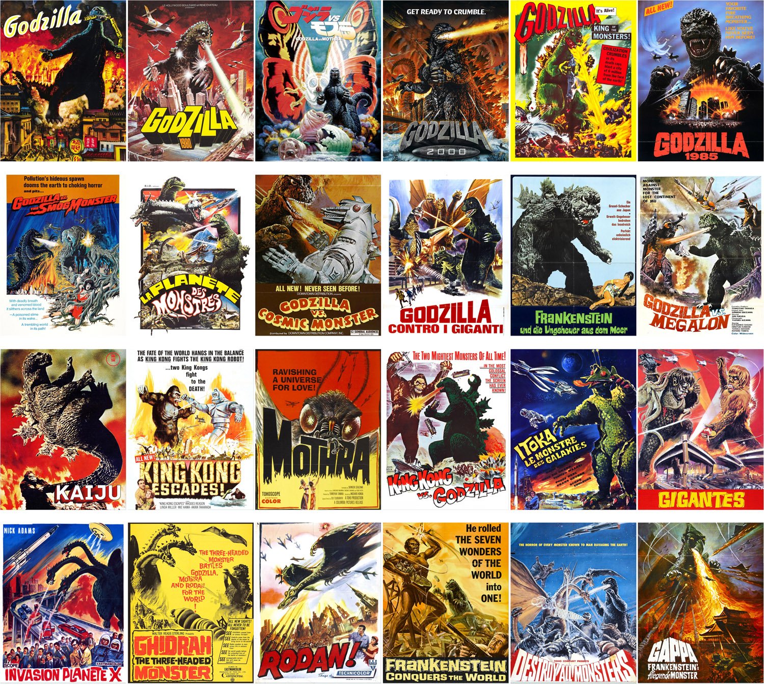 Large Stickers (24 pcs 2.5"x3.5") KIODAI Kaiju Vintage Japan Movies Posters